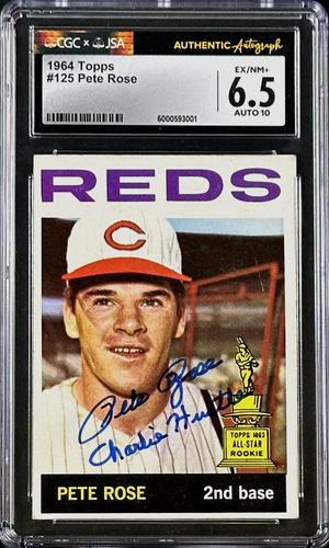 Pete Rose Signed 1964 Topps Card 125 CGC/JSA EX/MT+ 6.5 Auto 10 All ...
