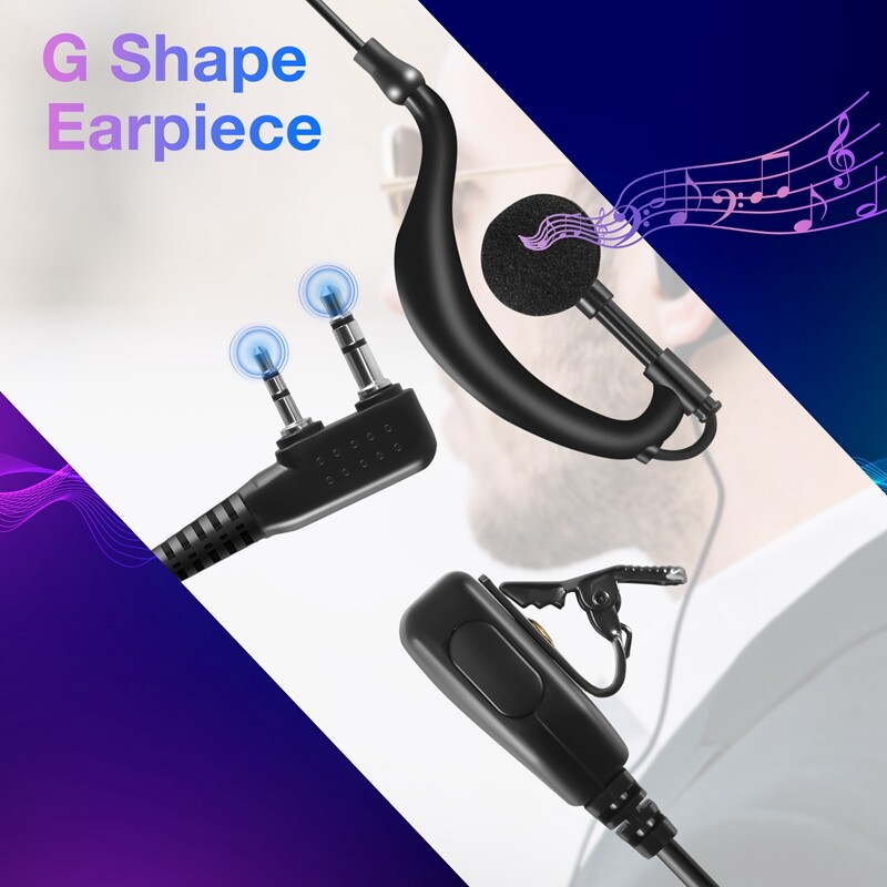 2Pin G Shape Earpiece PTT MIC Ear Hook Headset for Radio H3S3 | eBay