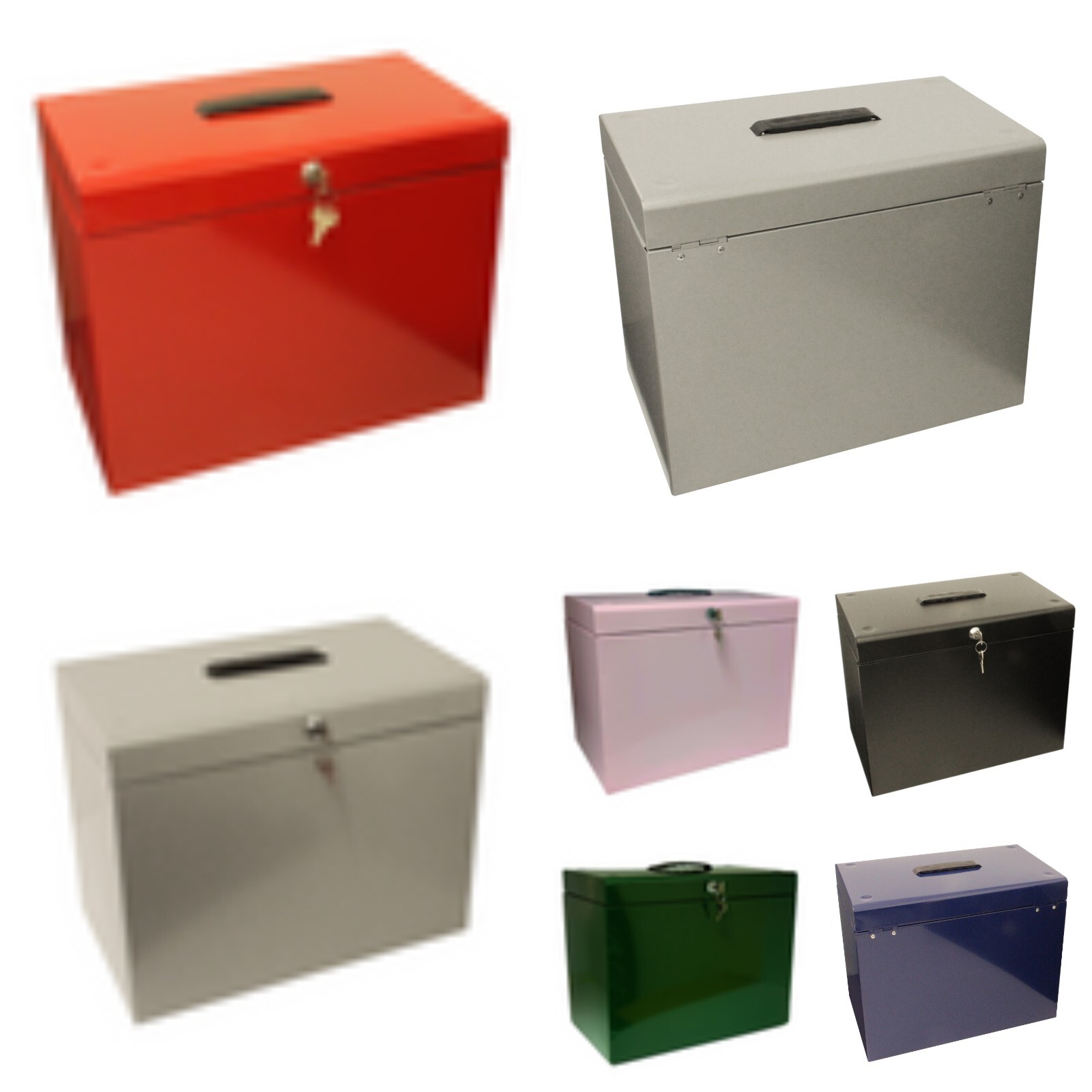 Foolscap Metal Home Office File Storage Box with 5, 10 Suspension File ...