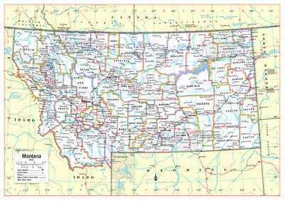 Montana State Wall Map Large Print Poster - Laminated 34"x24" | eBay