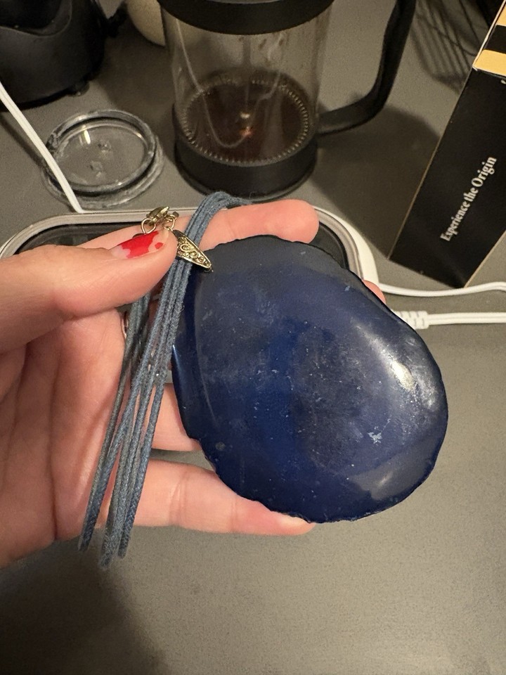 Agate Stone Pendant Statement Necklace Blue / Light Blue Veins ~ Unique ...