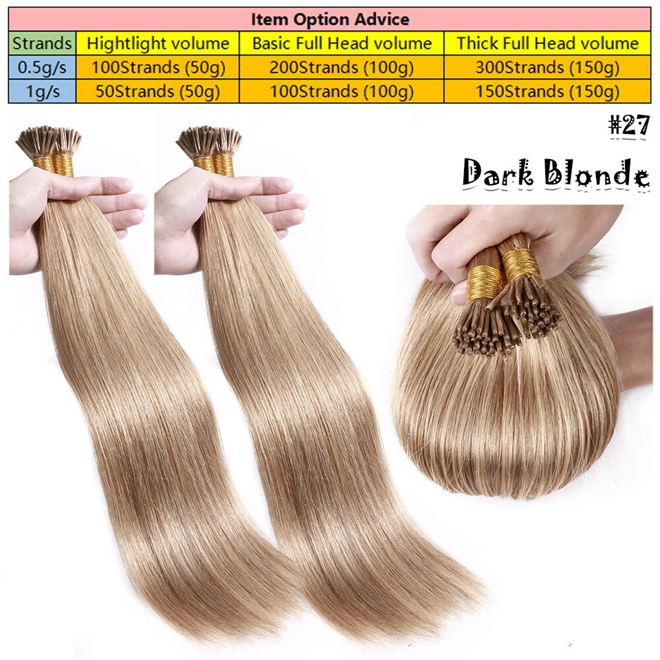 200Strands Stick I-Tip Hair 100% REMY Human Hair Extensions Micro Nano ...