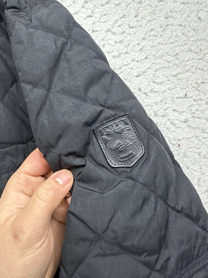 Vintage Men’s Ralph Lauren RLX Quilted Bomber Jacket 90s Black Sz 2XL ...