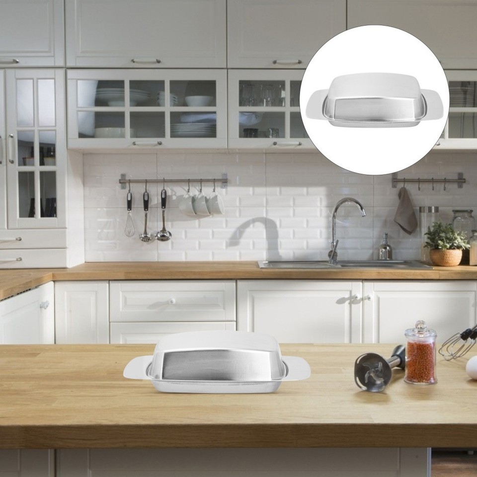 Cheese Serving Plate Lidded Butter Tray Stainless Butter Dish with ...