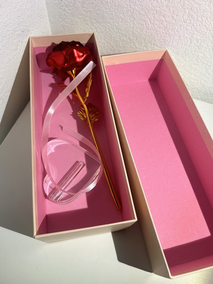 GOLD RED ROSE 24K Gold Dipped Long Stem Red Rose Stamped 24K on stem 10 ...