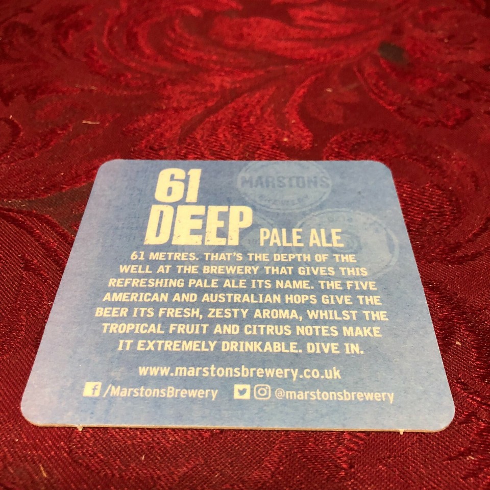 BREWERIANA - MARSTON'S - 61 - DEEP PALE ALE - BEER MAT - TRAY 60 | eBay