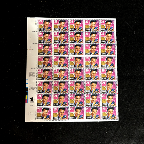 MINT Uncirculated USPS ELVIS PRESLEY STAMPS ROCK & ROLL 1992 FULL SHEET ...