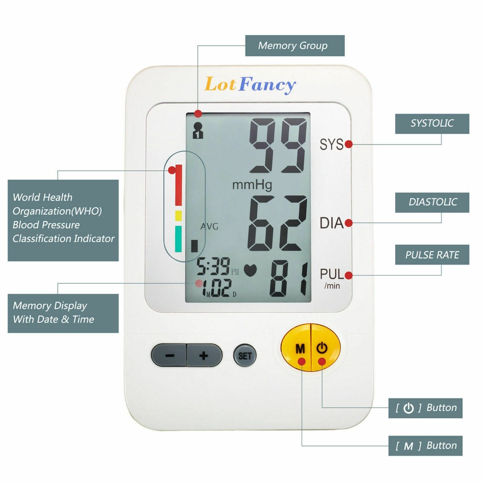 Upper Arm Blood Pressure Monitor BP Cuff Machine Meter Gauge Test Power ...