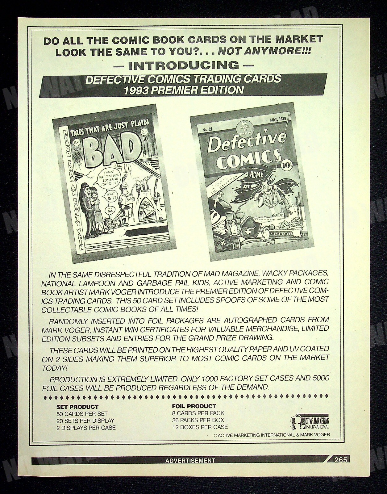 Defective Comics CCG TCG Cards 1993 Trade Print Magazine Ad Poster ...