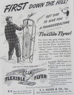 1950 Flexible Flyer Sled AD * Famous Flying Eagle Thunderbolting S.L ...