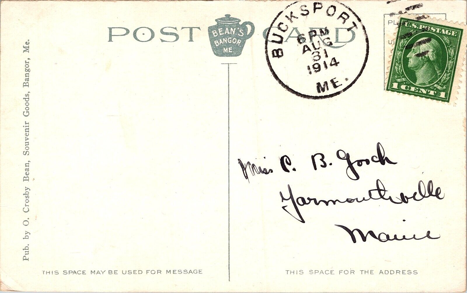 Postcard Bucksport Maine Jonathan Buck Grave Witchs Curse Posted 1914 ...