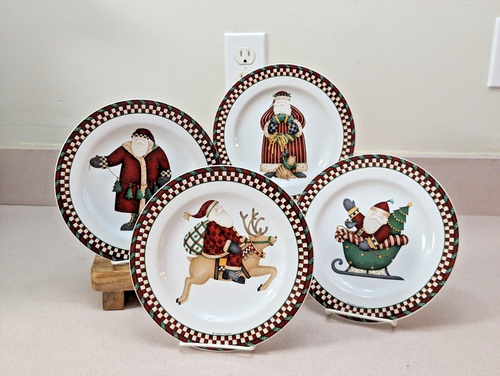 Debbie Mumm Santas Spirit Boxed Set Of 4 Dessert Salad Plates | eBay