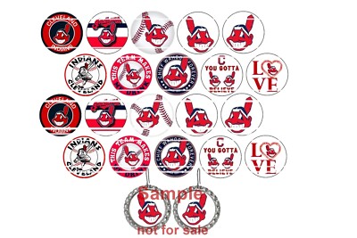 Bottle Cap Images (25mm) 1" ~ Precut ~ Baseball Cleveland (set 2 ...