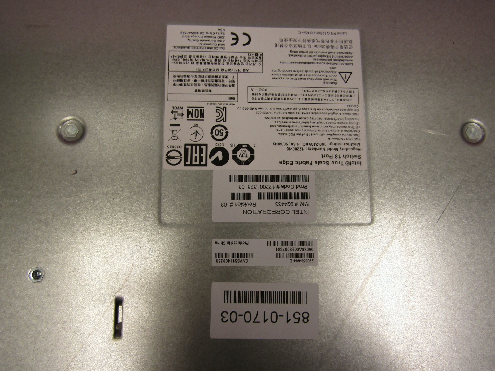 1200-18-28-3 Intel - 122001828 03 - TRUE SCALE FABRIC SWITCH | eBay