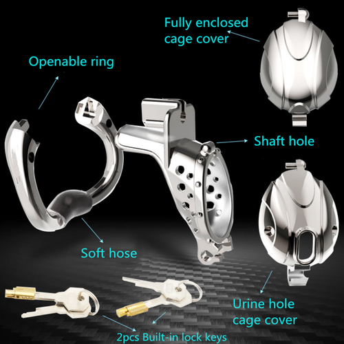 Stainless Steel Male Chastity Device Double Lock Movable Rings Chastity ...