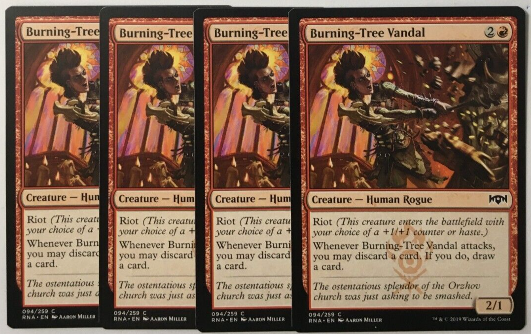 MTG 4X BURNING-TREE VANDAL 094/259 RAVNICA ALLEGIANCE COMMON NEAR MINT ...