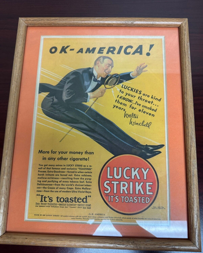 Vintage Lucky Strike Walter Winchell OK America 1932 Picture w/Frame ...