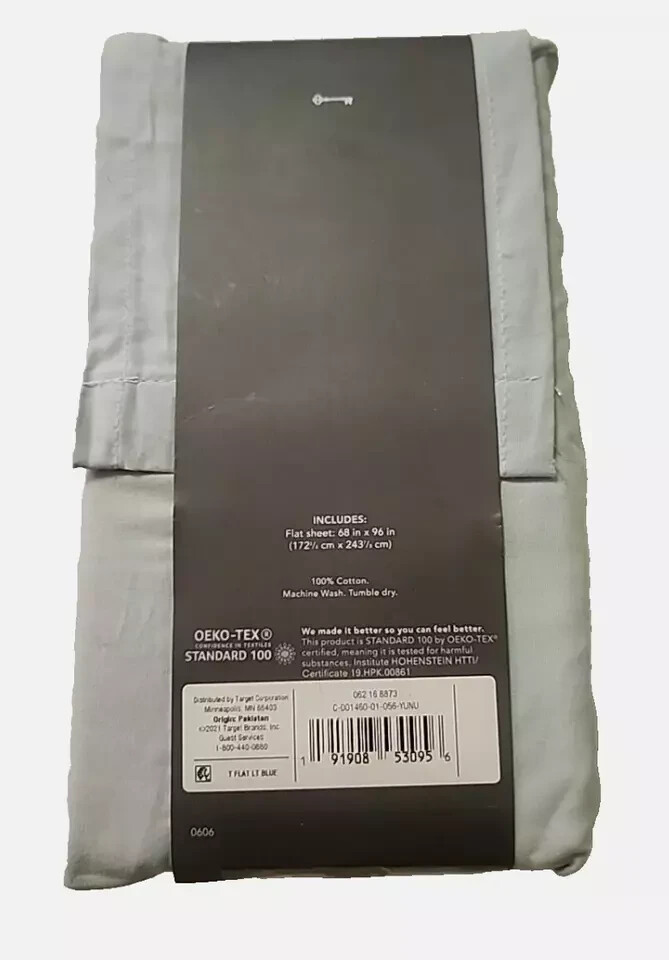 Ultra Soft 300 Thread Count Flat Sheet - Twin Light Blue - Threshold ...