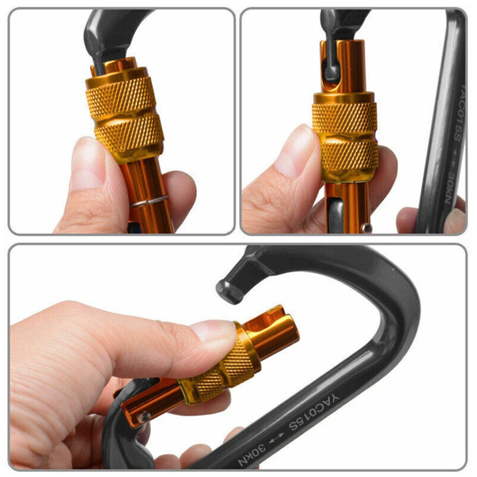 Aluminum Alloy 30KN Auto Locking Carabiner Clip D-Shape Hook for ...