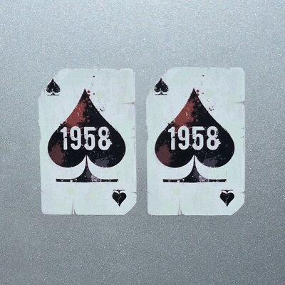 2x Small 1958 Year Dated Ace of Spades Card Vinyl Sticker Decals ...