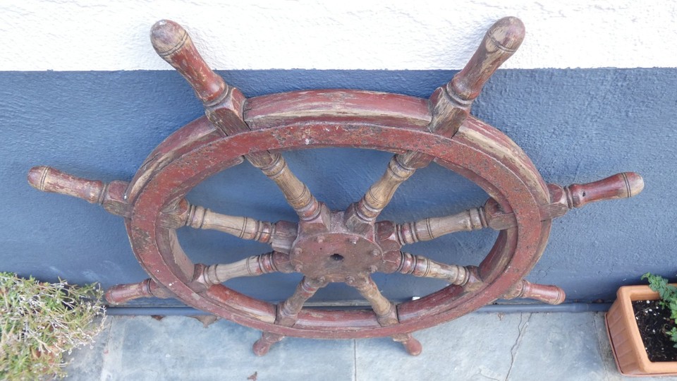 Antiguo TIMON DE BARCO AÑO 1930 Barcaza Rio Rin Ruder Rudder gouvernail ...