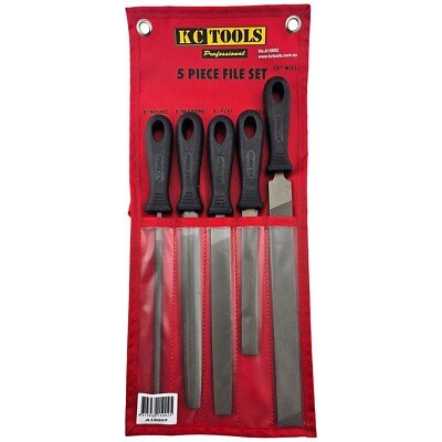 KC Tools 5pc File Set 8" Round 8" Half Round 8" Bastard 6" and 10" Mill ...