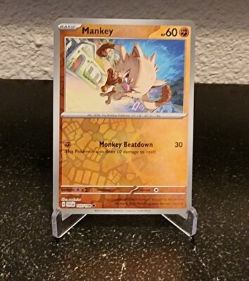 MANKEY 45/91 Paldean Fates REVERSE Holo NM PAF EN Pokemon Card Scarlet ...