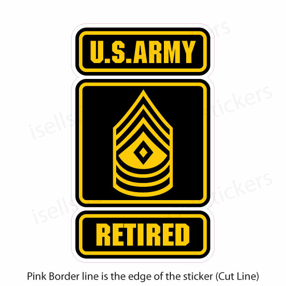 AR-2282 Army Logo Retired First 1st Sergeant E8 Bumper Sticker Window ...