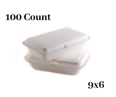 100 Pack - Disposable Take Out Food Containers with Clamshell Hinged ...