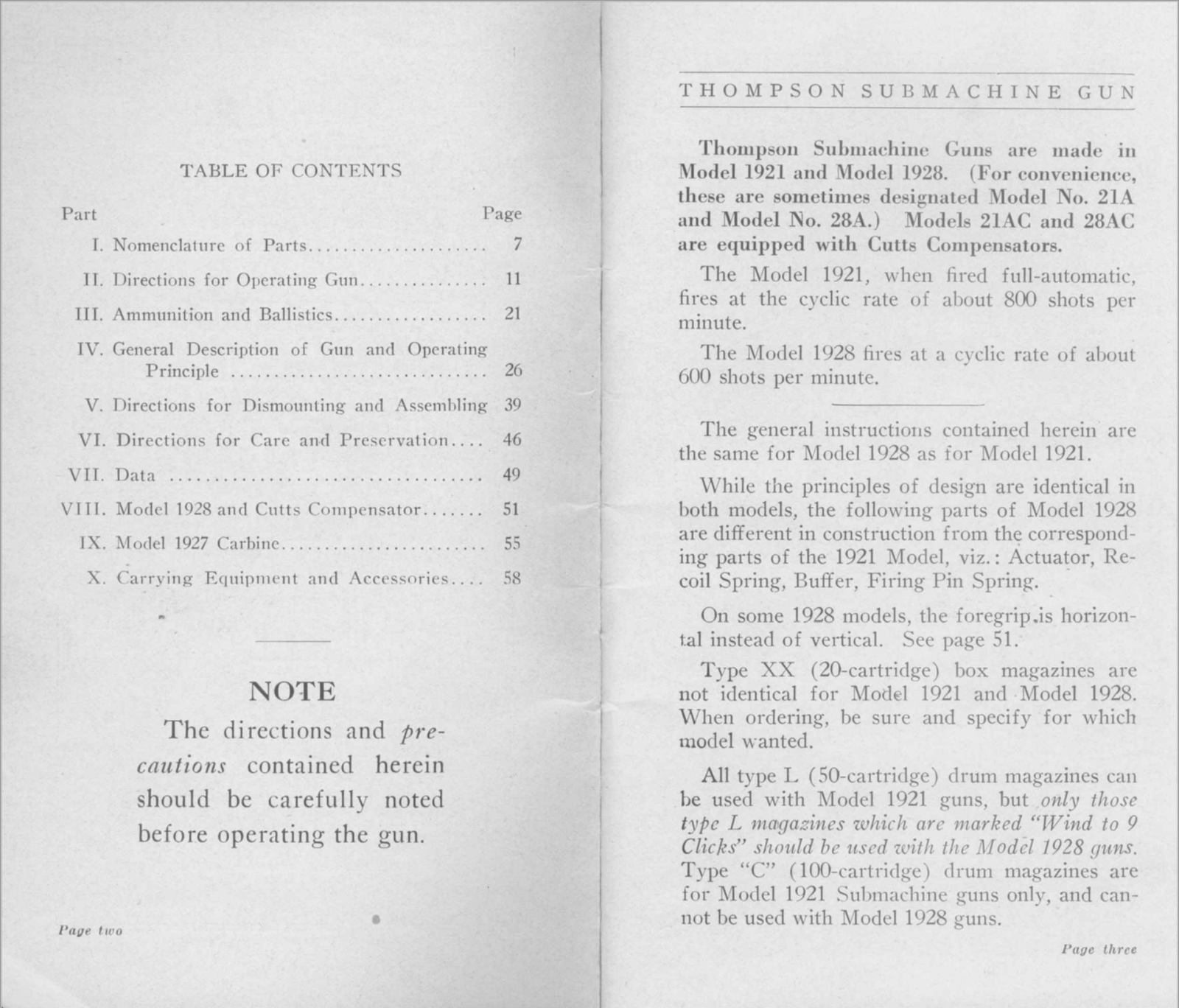 64 Page 1921 1928 1929 HANDBOOK OF THE THOMPSON SUBMACHINE GUN Manual ...