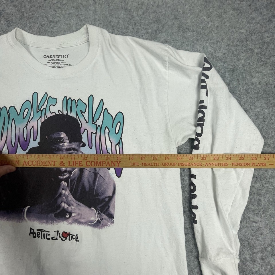 Tupac Poetic Justice Shirt Mens Large White Graphic Long Sleeve ...