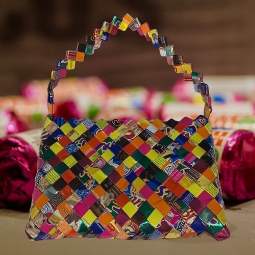 Candy Wrapper Candy Purse Handbag Colorful Zig Zag Handmade Recycled 11 ...