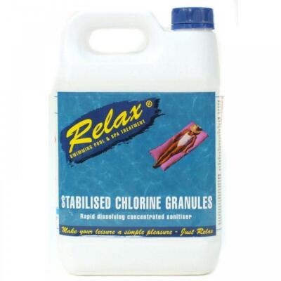 RELAX 5kg STABILISED CHLORINE GRANULES SWIMMING POOL HOT TUB CHEMICALS ...