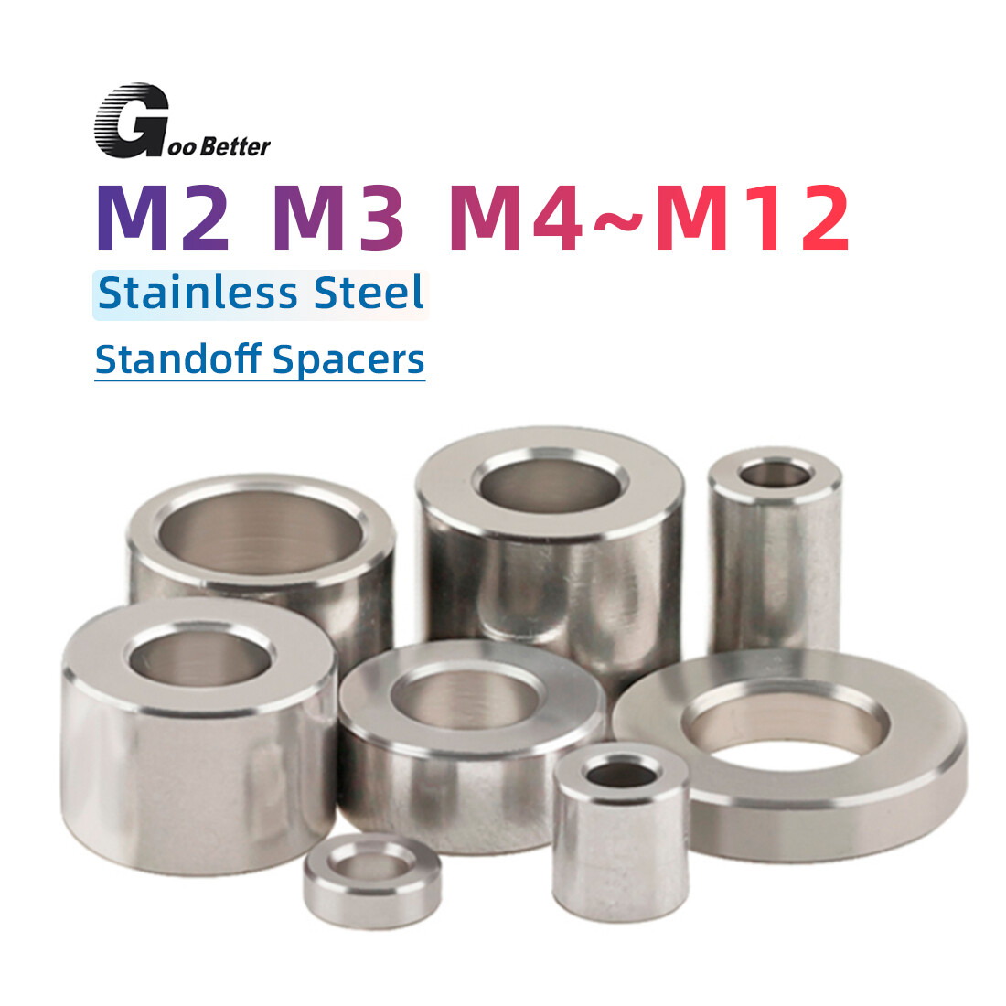 M2~M12 Stainless Steel Spacers Standoff Unthreaded Round Bushing Sleeve ...