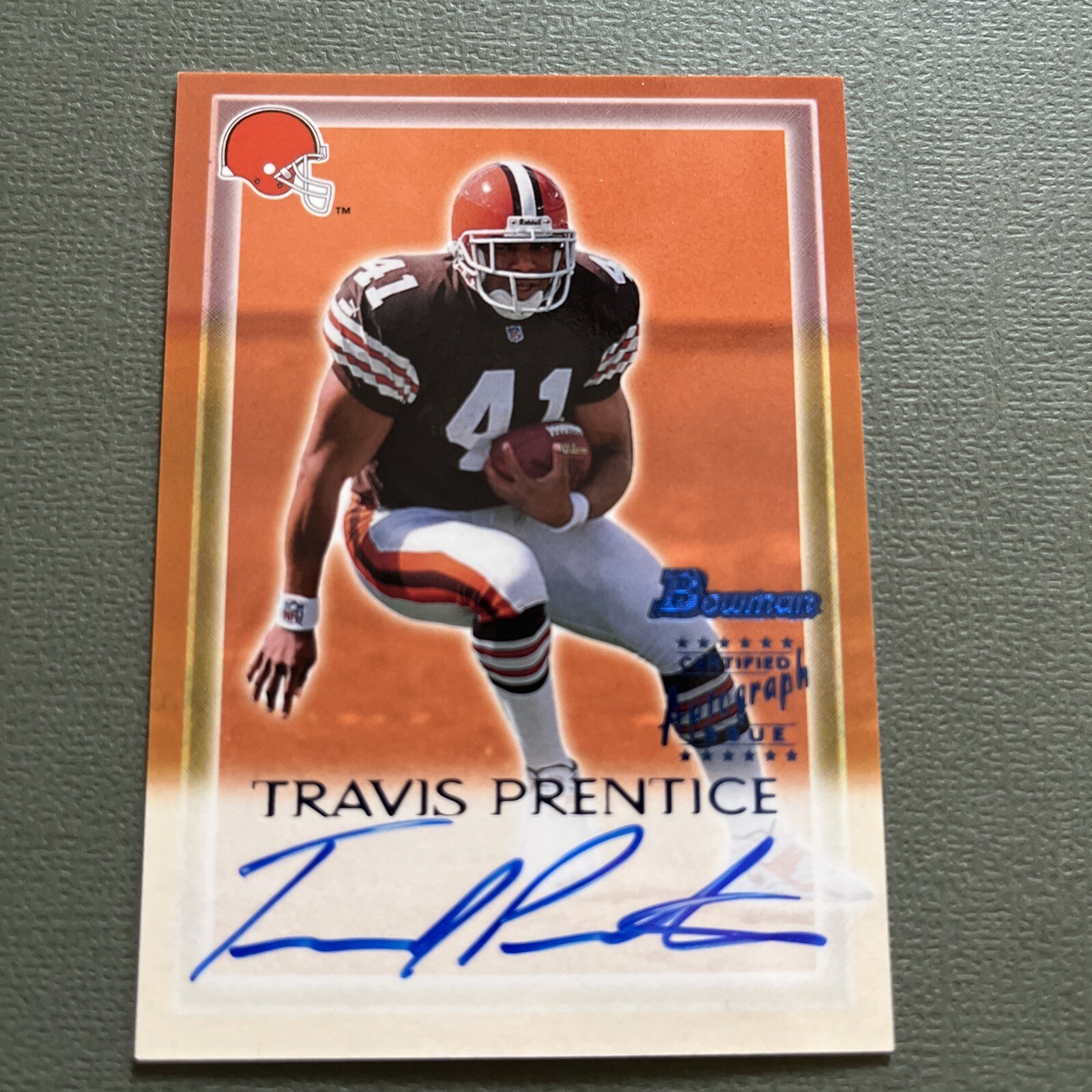 TRAVIS PRENTICE NFL Browns 2000 Bowman Blue RC Rookie Auto Autograph ...