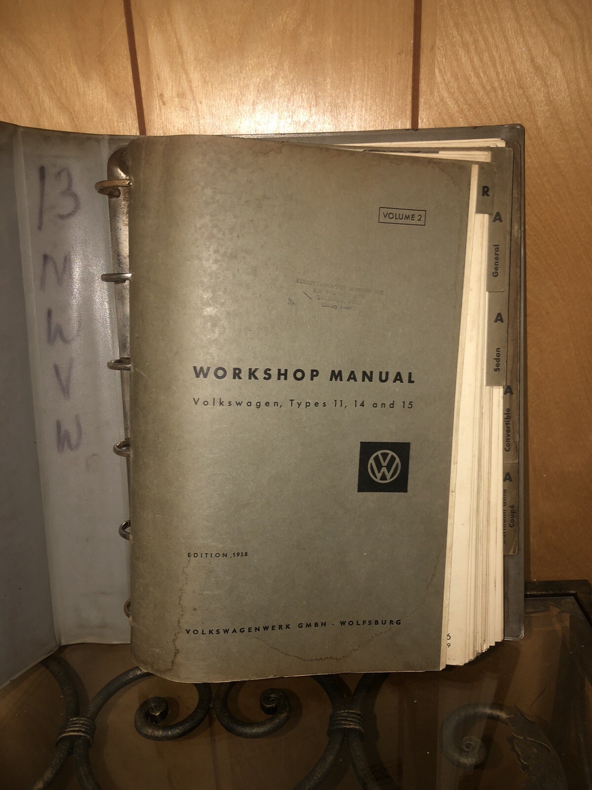 VW Workshop Manual 1958 Vw Passenger Cars Bug Conv. Karmann Ghia | eBay