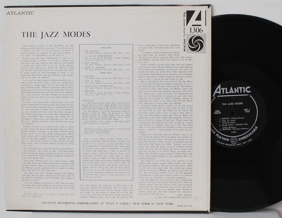 “Jazz Modes” LP ~ Julius Watkins & Charlie Rouse ~ Atlantic 1306 ~ DG Mono ~ NM | eBay