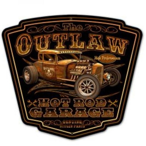 Outlaw hot rod car garage steel metal sign | eBay