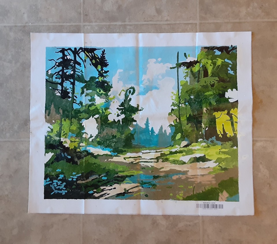 Scene Hand Painted By Number Painting on Canvas Completed Unframed 16 x ...