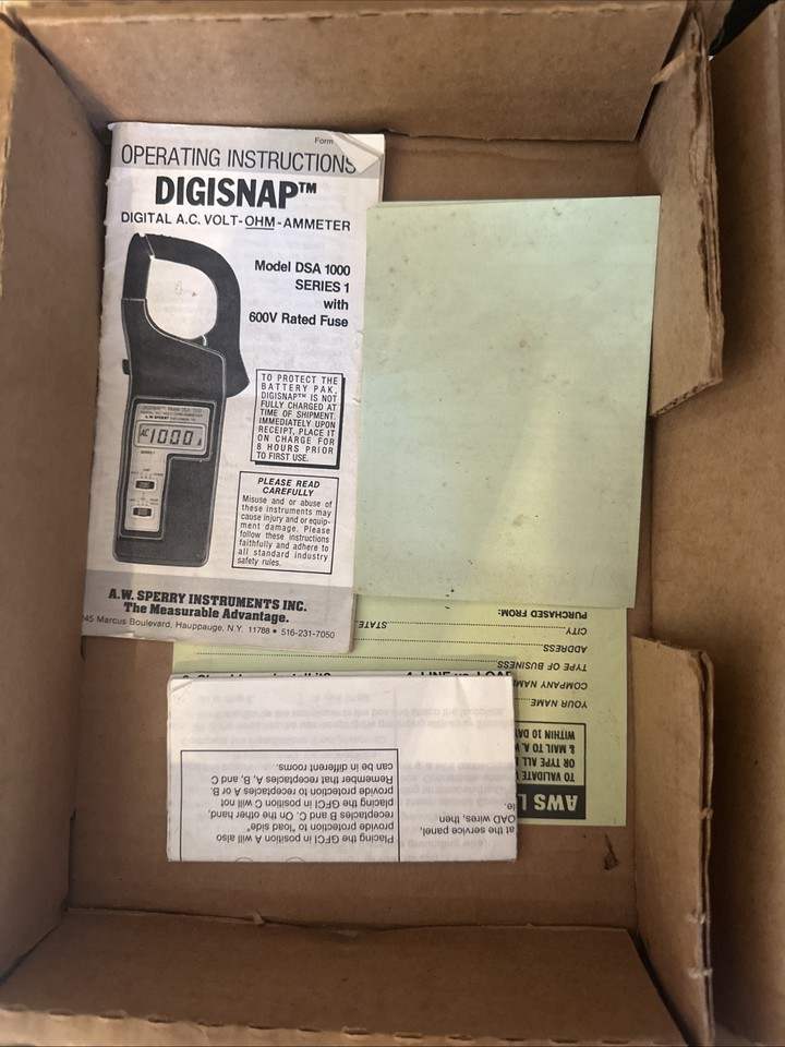 SPERRY Digisnap DSA-1000 AC Volt Ohm Ammeter Meter with Case in ...