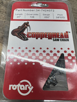 Rotary 34-7424072 Copperhead Saw Chain 20" 3/8'' .050 72 DL | eBay