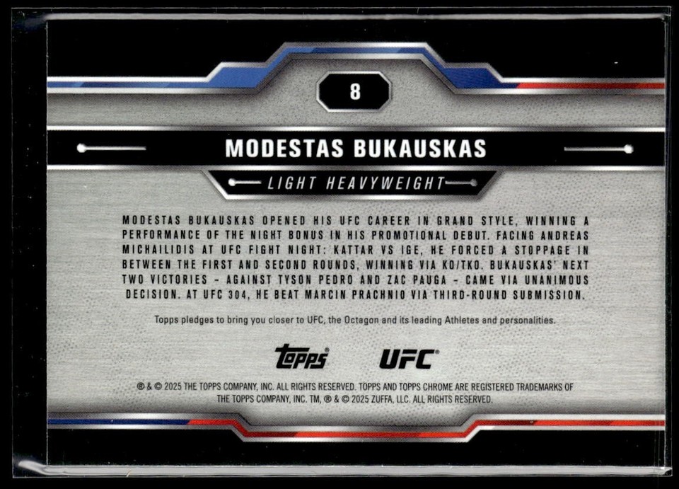 2025 Topps Chrome UFC #8 Modestas Bukauskas Rookie RC | eBay