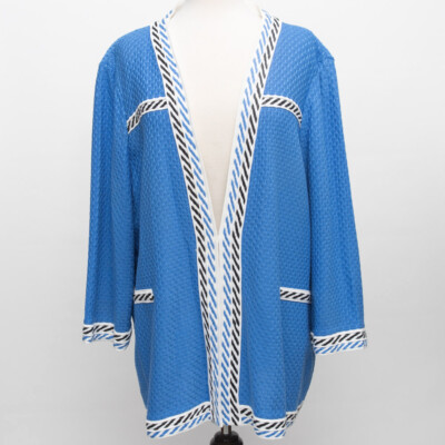 Misook Blue Knit Open Jacket Size 1X | eBay