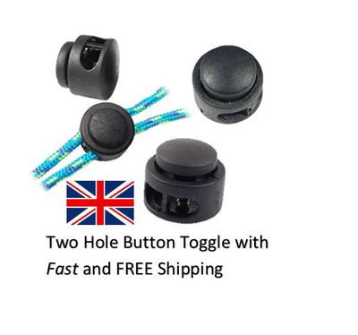Spring Loaded Plastic Twin Hole Button Toggle Stopper Cord Locks End 1 ...