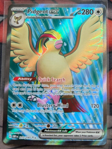 Pokémon TCG Pidgeot ex Sv03: Obsidian Flames 217/197 Holo Ultra Rare ...