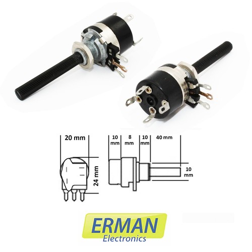 POTENZIOMETRO CON DOPPIO INTERRUTTORE 1M LOGARITIMICO Alberino diam ...