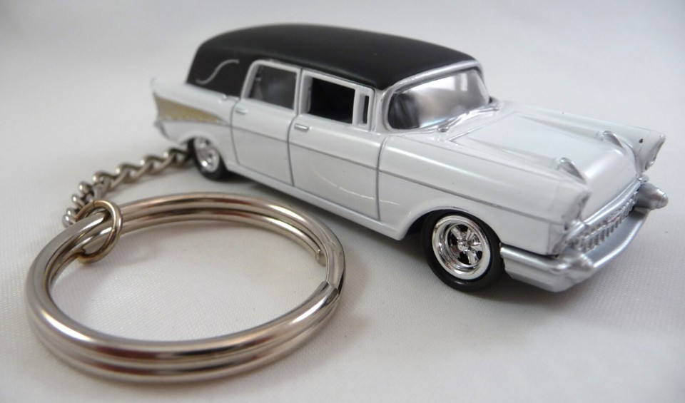 Keychain 1957 Chevy Hearse White Black Roof Gothic GOTH Key Chain | eBay