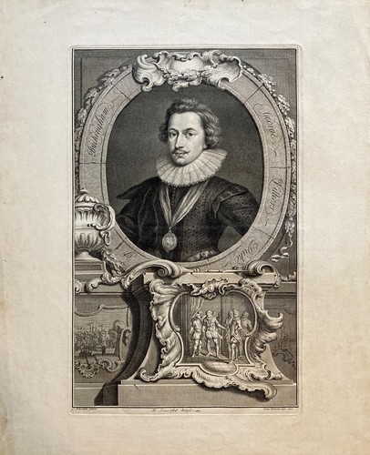 Incisione su rame Jacobus Houbraken (1698-1780) George Villiers duca di ...