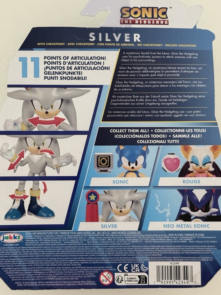 Sonic The Hedgehog SILVER With Checkpoint 4" Action Figure JAKKS | eBay
