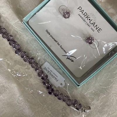 Park Lane Light Purple Bracelet Silver Tone Tear Drop Cz & Impression ...